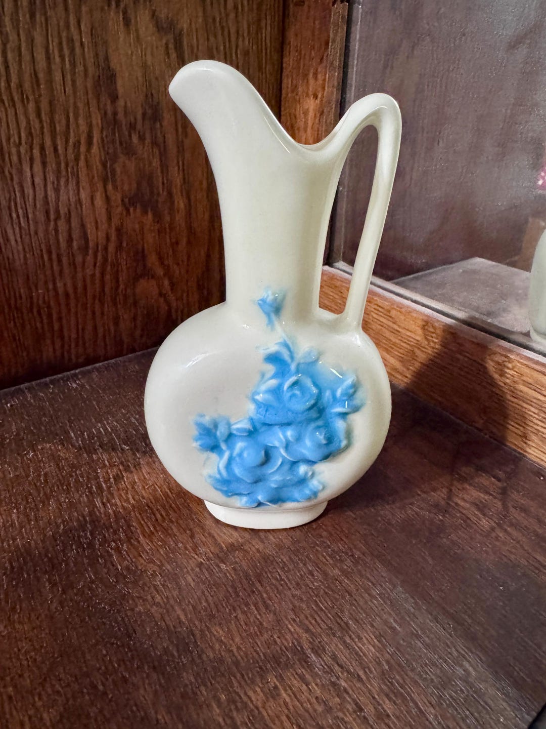 Vintage Small Pitcher With Blue Flower/roses | RARE - Etsy