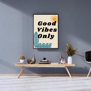 Good Vibes Only Printable Poster – Summer Surf Art, Digital Download ...