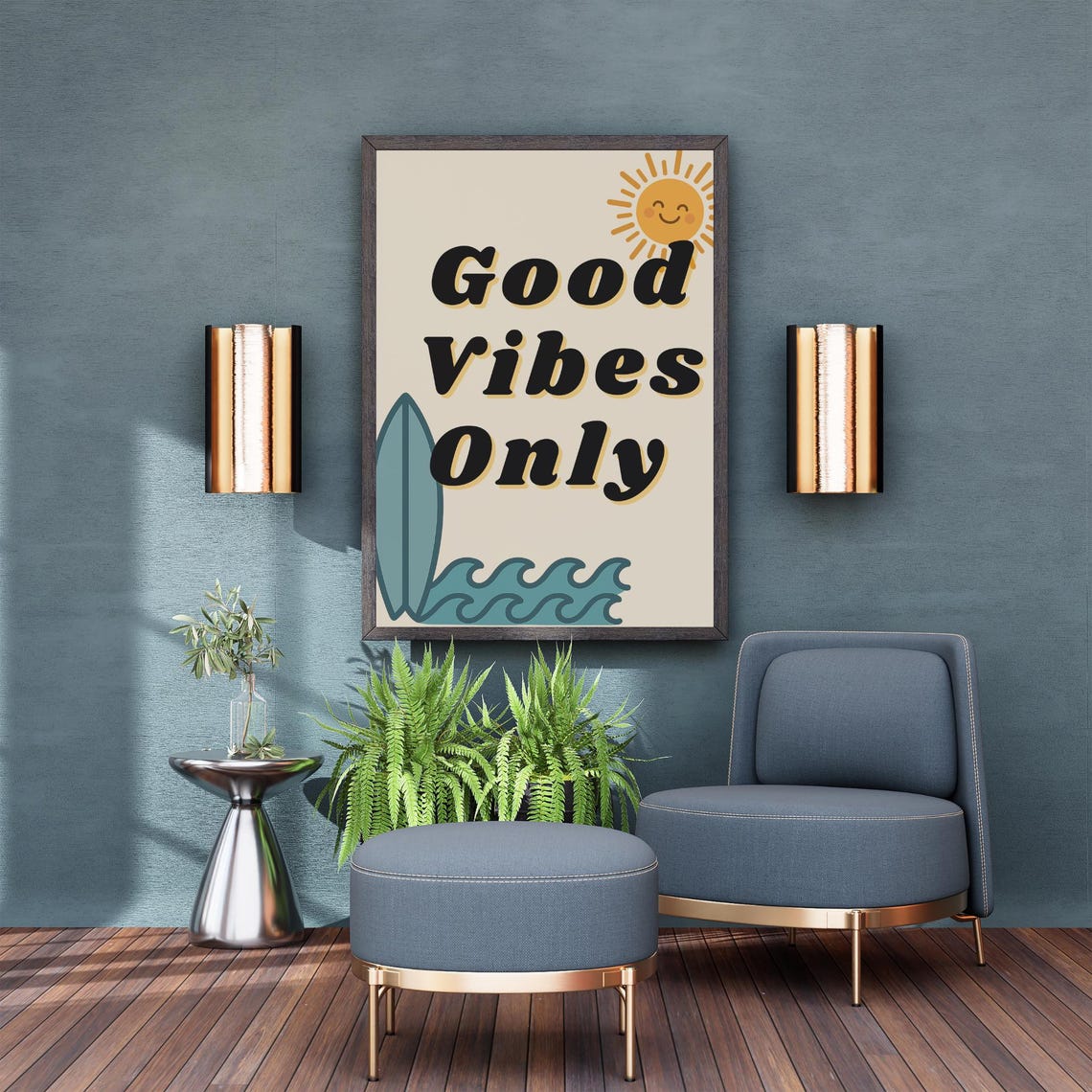 Good Vibes Only Printable Poster – Summer Surf Art, Digital Download ...