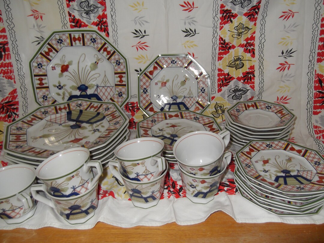Vintage Dinnerware, Asian Inspired Octagonal, Andrea by Sedak - Etsy