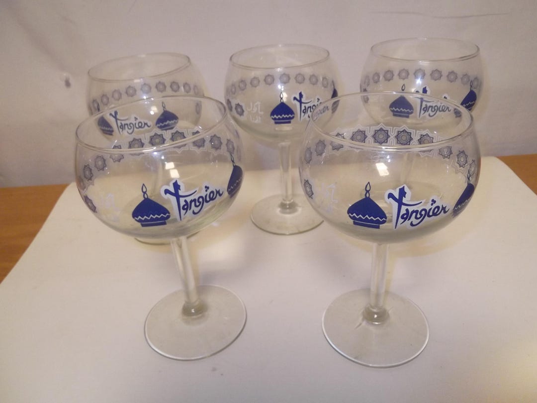 Set of 5 Vintage Wine Glasses From the Famous Tangier Restaurant in ...