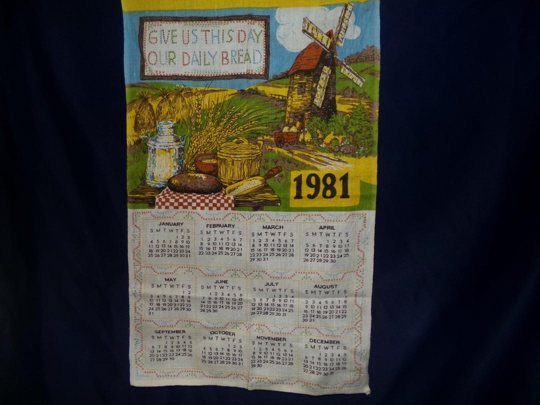 Vintage Linen Calendar Dish Towel From 1981. Windmill Scene - Etsy