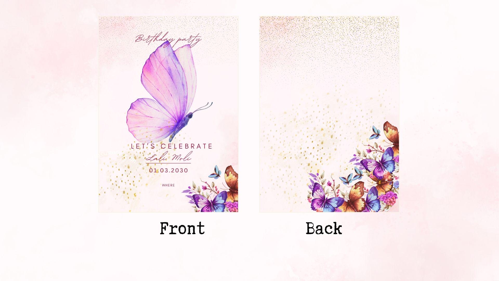 Butterfly Birthday Invitation - Watercolor Butterfly Party Invitation ...