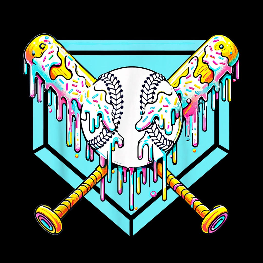 Colorful Baseball Drip PNG, Melting Sports Shirt Graphic (digital ...