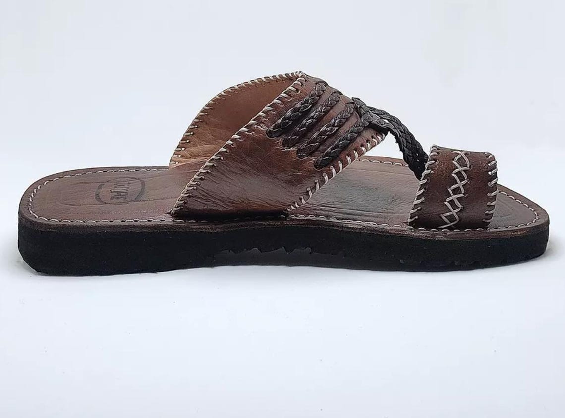 Handmade Moroccan D.brown Leather Sandals Berber Sandals Unisex Flip ...