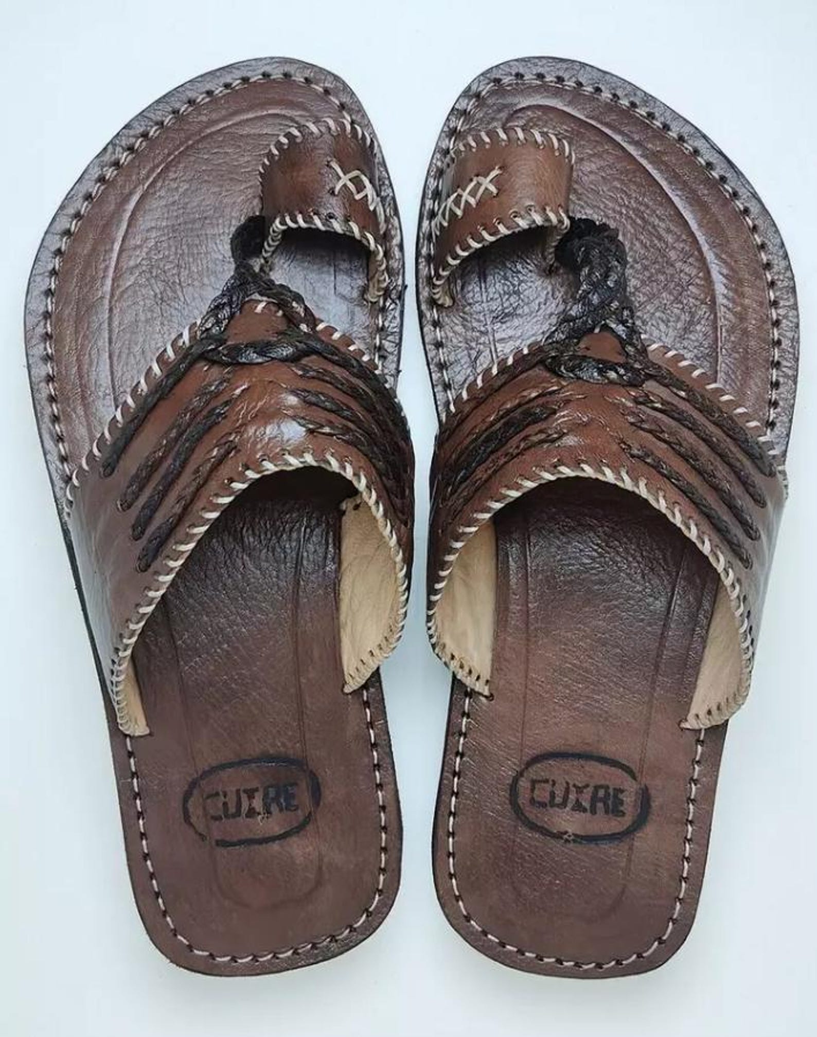 Handmade Moroccan D.brown Leather Sandals Berber Sandals Unisex Flip ...