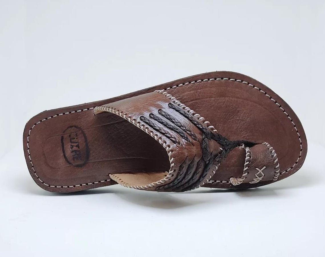 Handmade Moroccan D.brown Leather Sandals Berber Sandals Unisex Flip ...