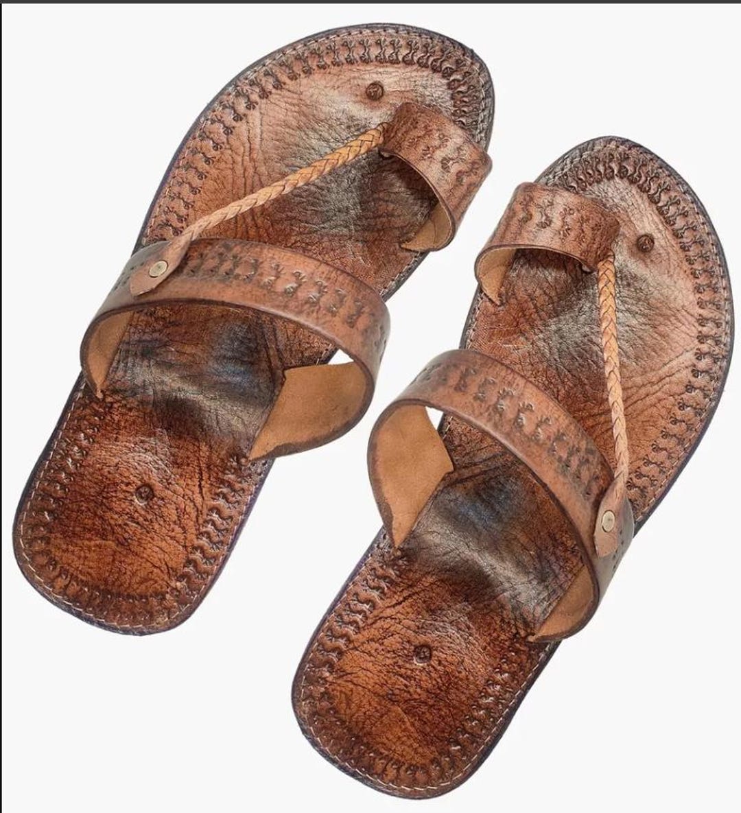 Handmade Moroccan Leather Sandals Berber Sandal Flip Flop Shoes D.brown ...