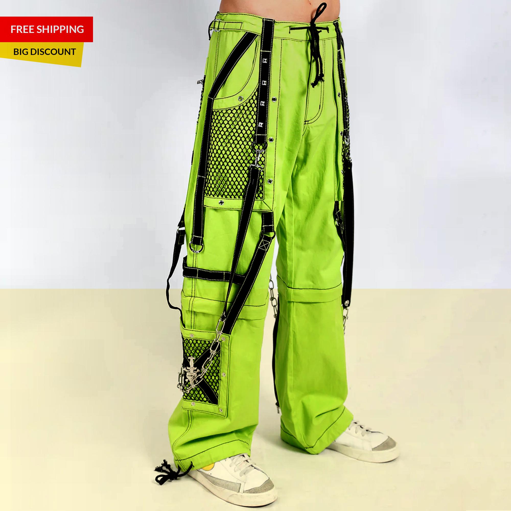 Men Gothic Cyberpunk Tripp Style Pants Parrot Green Alternative Goth ...