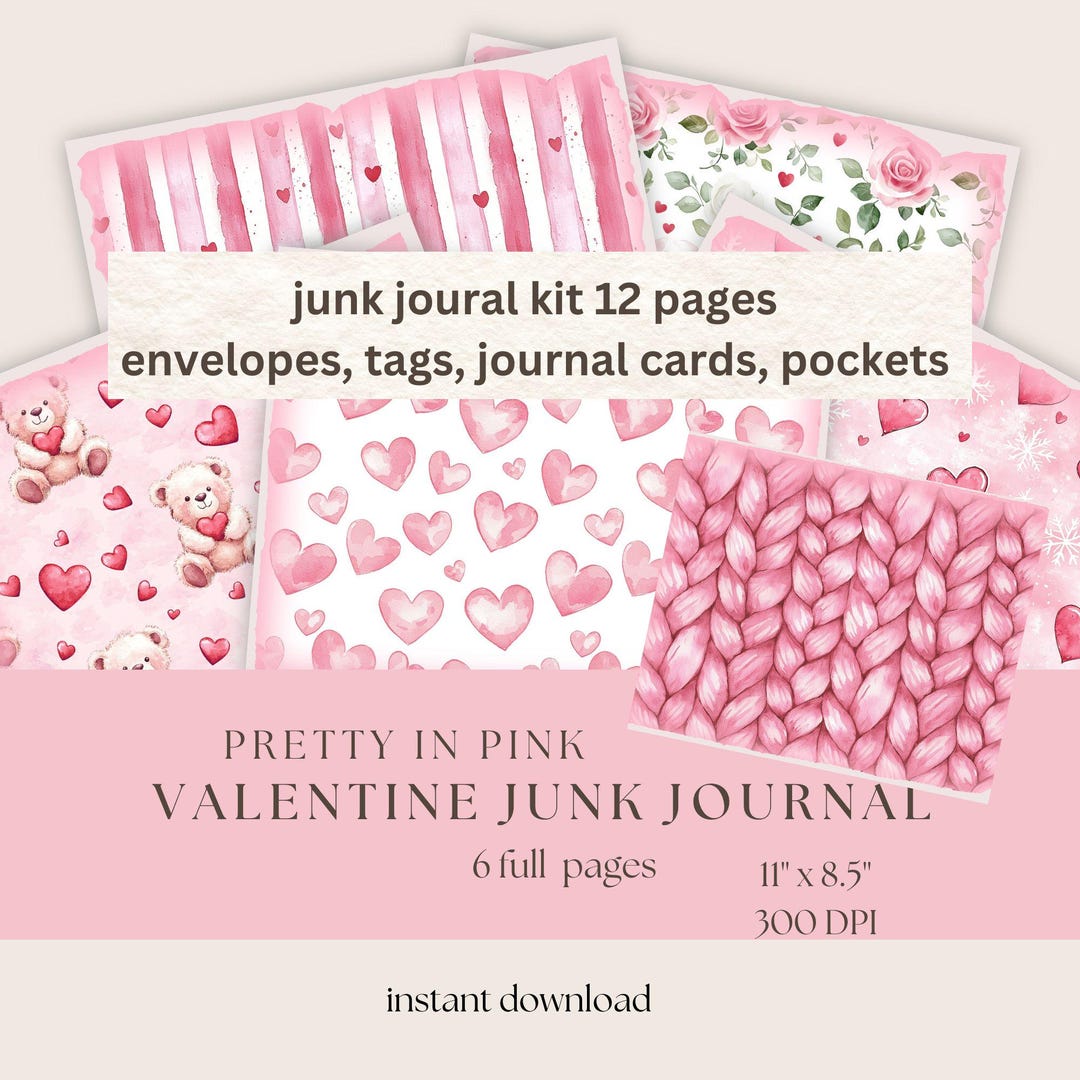 Printable Pretty in Pink Junk Journal Kit - Etsy