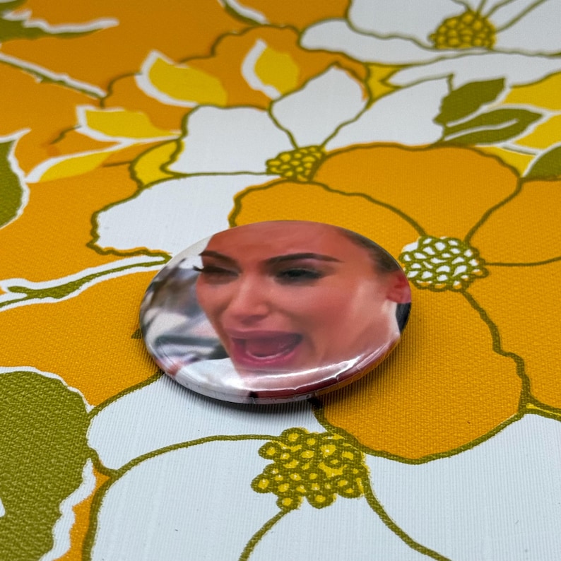 Kim Kardashian Crying Button - 2 Inch Reality TV Meme Pinback ...