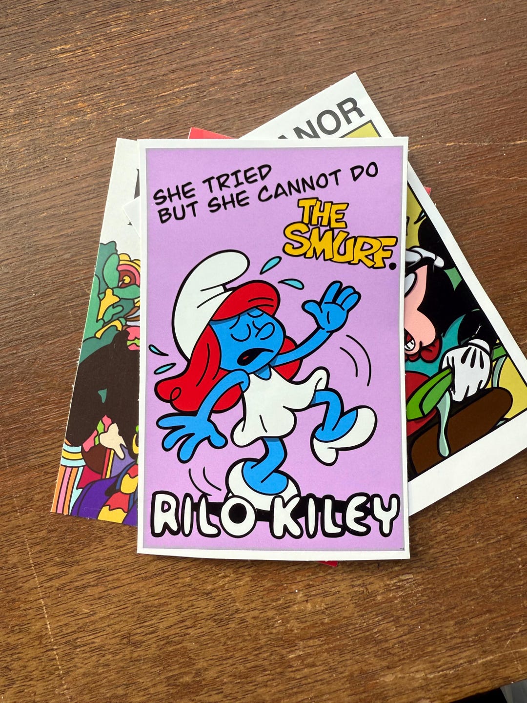 Sad Smurf Vinyl Sticker: Rilo Kiley Lyric, Emo Cartoon Art - Etsy