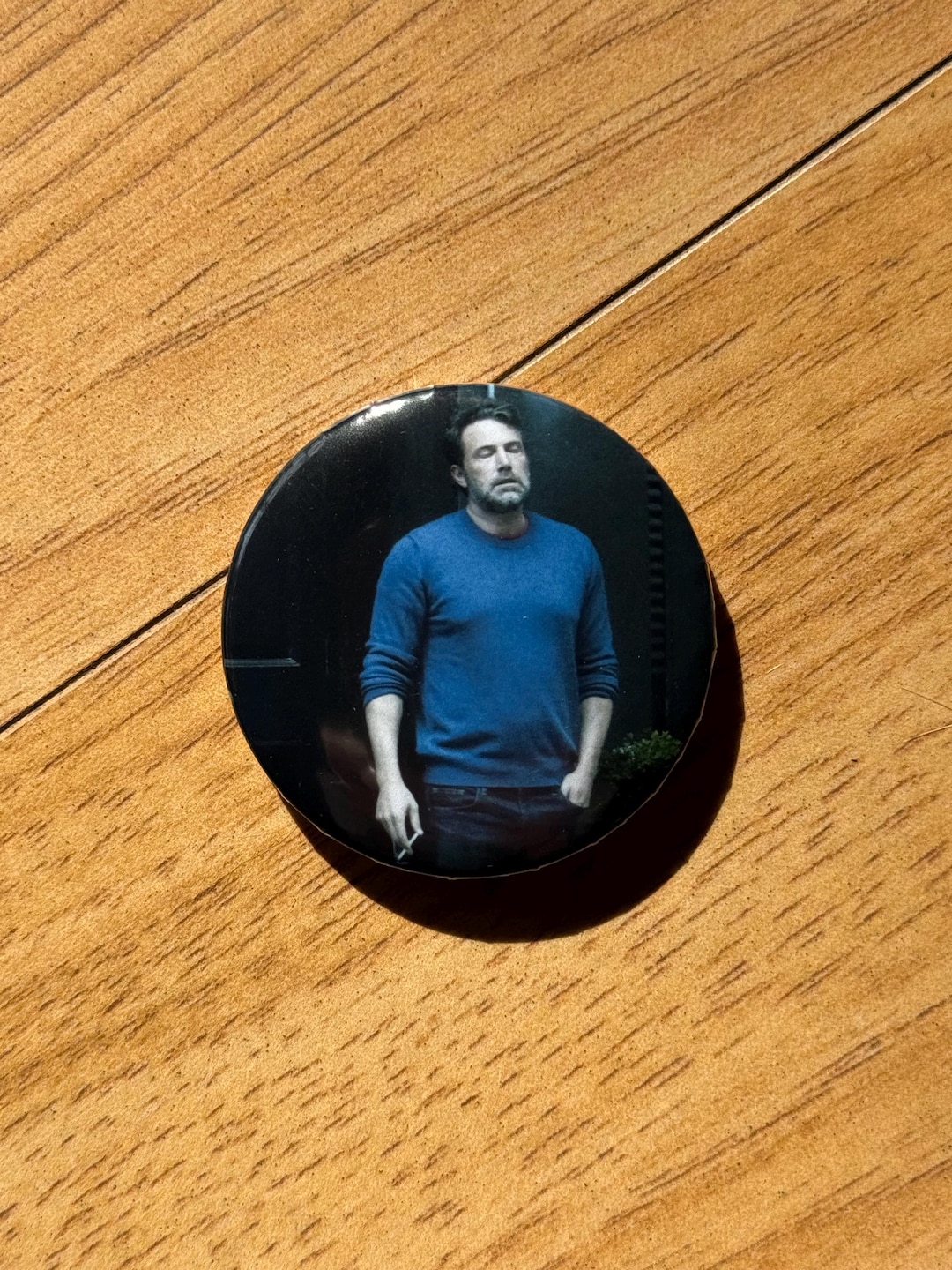 2" Sad Ben Affleck Meme Button – Funny Smoking Reaction Image Pin, Pop ...