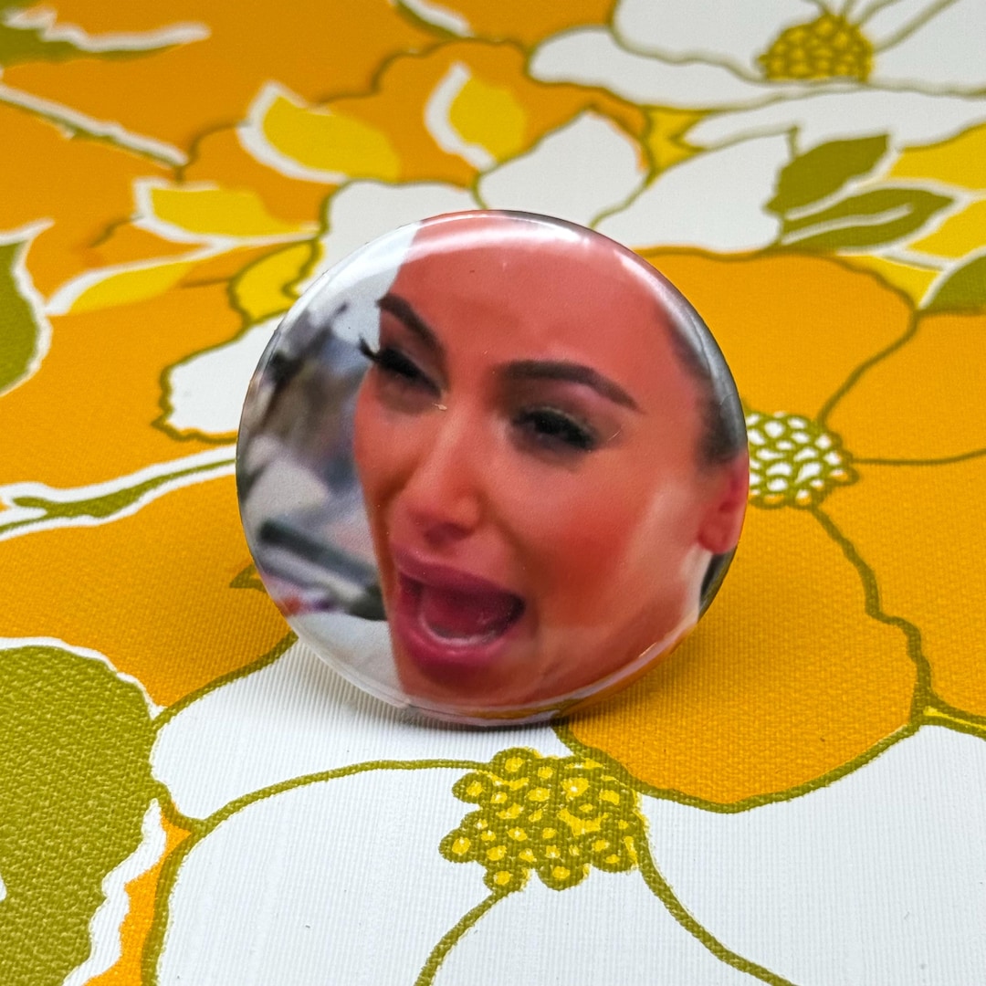 Kim Kardashian Crying Button - 2 Inch Reality TV Meme Pinback ...
