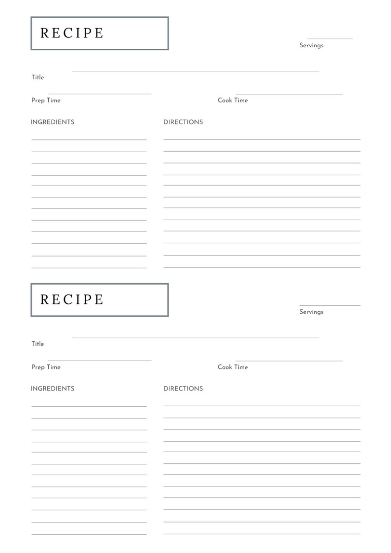 Printable Recipe Card Bundle | Editable Canva Template for Personal or ...