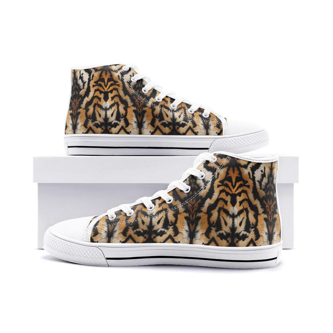 Realistic Tiger Shoe Animal Print Sneaker Pattern Shoe Unisex High Top ...