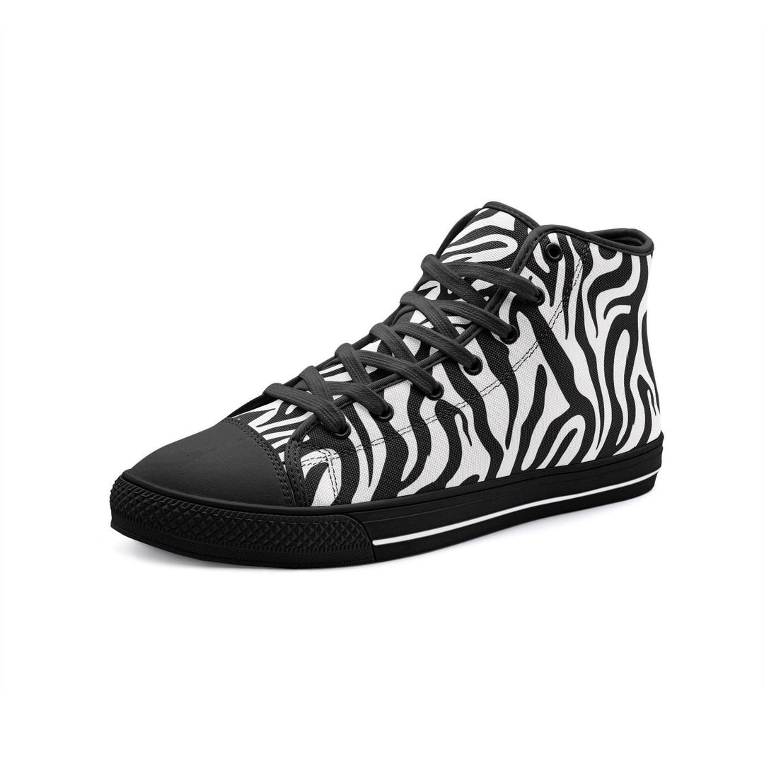 Zebra Shoe Animal Print Sneaker Pattern Unisex High Top Canvas Shoes ...