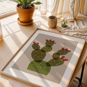 Boho Mexican Nopal Cactus Printable Wall Art Decor - Etsy