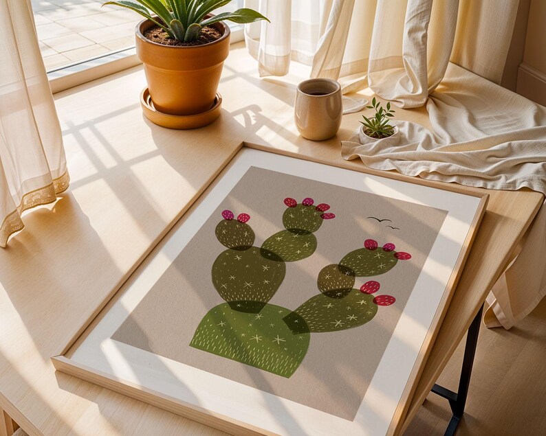 Boho Mexican Nopal Cactus Printable Wall Art Decor - Etsy
