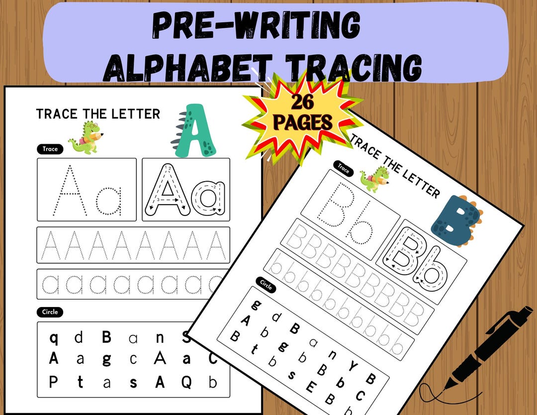 Montessori Prewriting Worksheets Printable PDF, Alphabet Tracing Pages ...