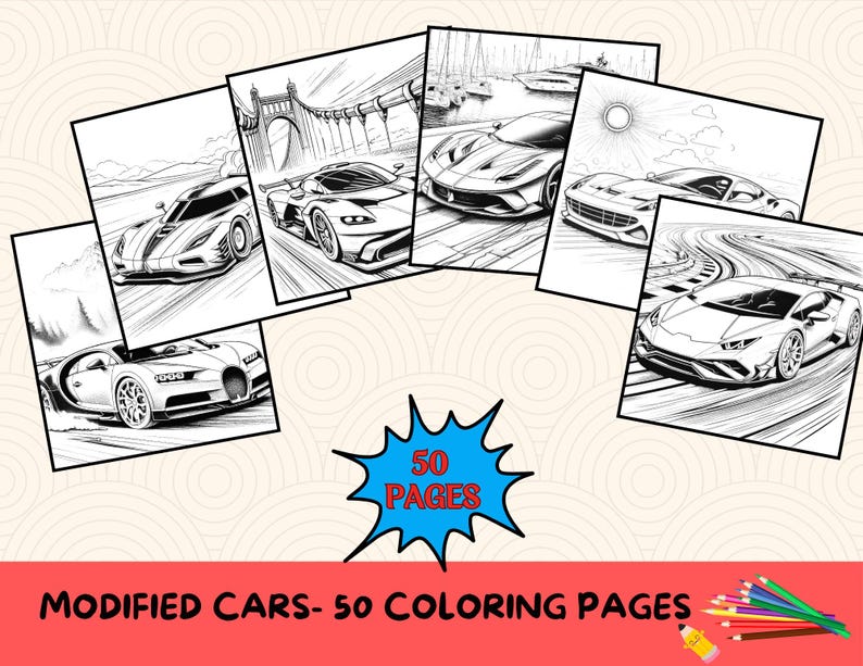 50 Printable Coloring Pages for Kids & Adults, Car Racing,sports and ...