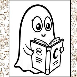 Autumn Coloring Pages for Kids, Cute Ghost Halloween Printable, Fall ...