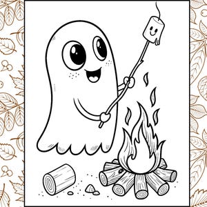 Autumn Coloring Pages for Kids, Cute Ghost Halloween Printable, Fall ...