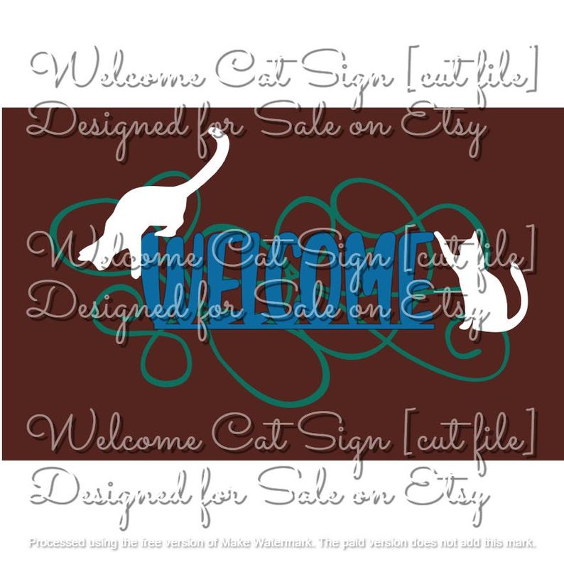 Welcome Cat Sign cut File - Etsy