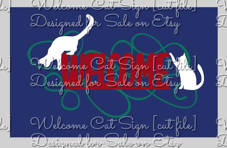 Welcome Cat Sign [cut File] - Etsy