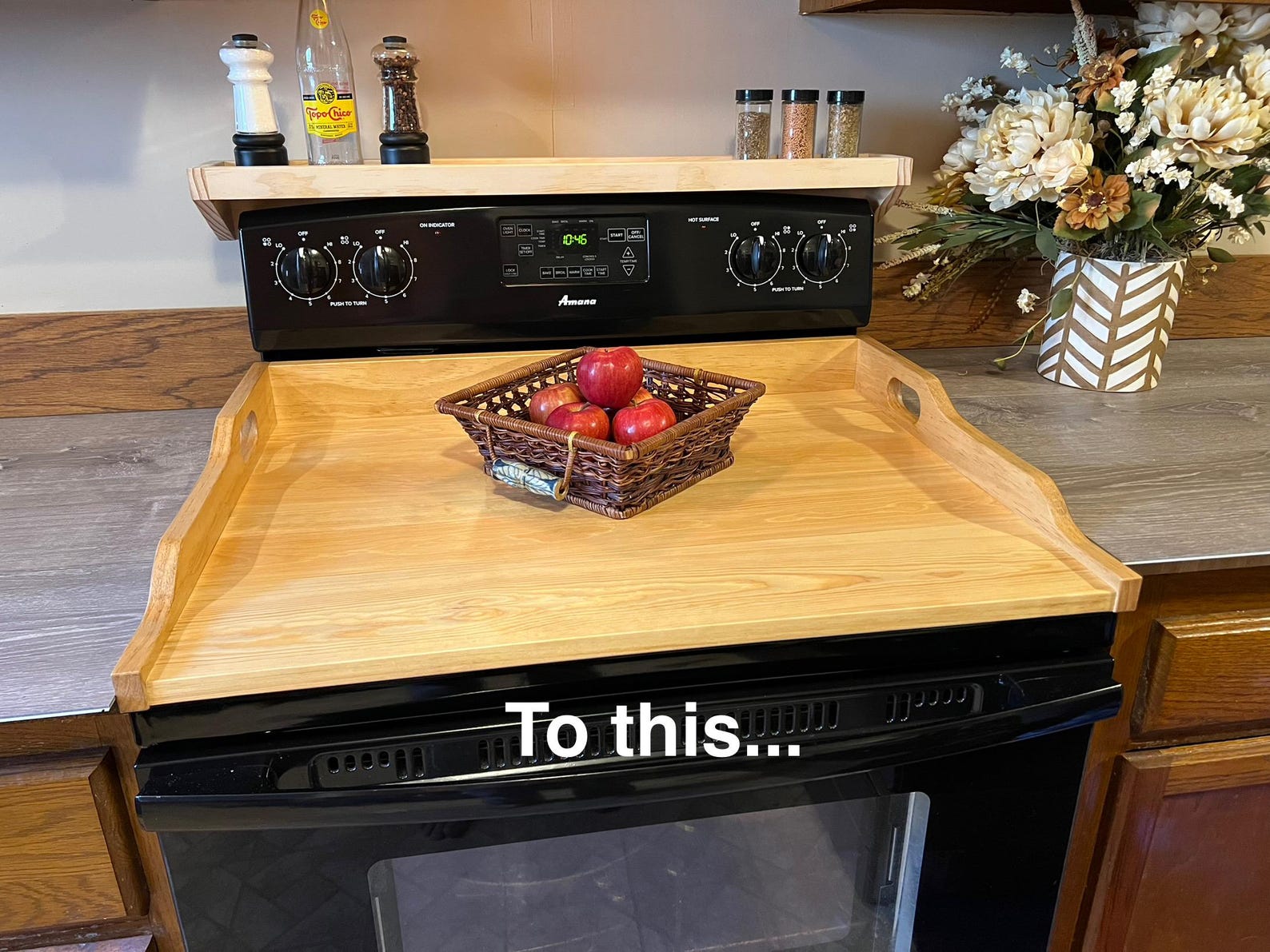 Spice Rack Wooden Stove Top Spice Rack Kitchen Storage Spice Organizer ...