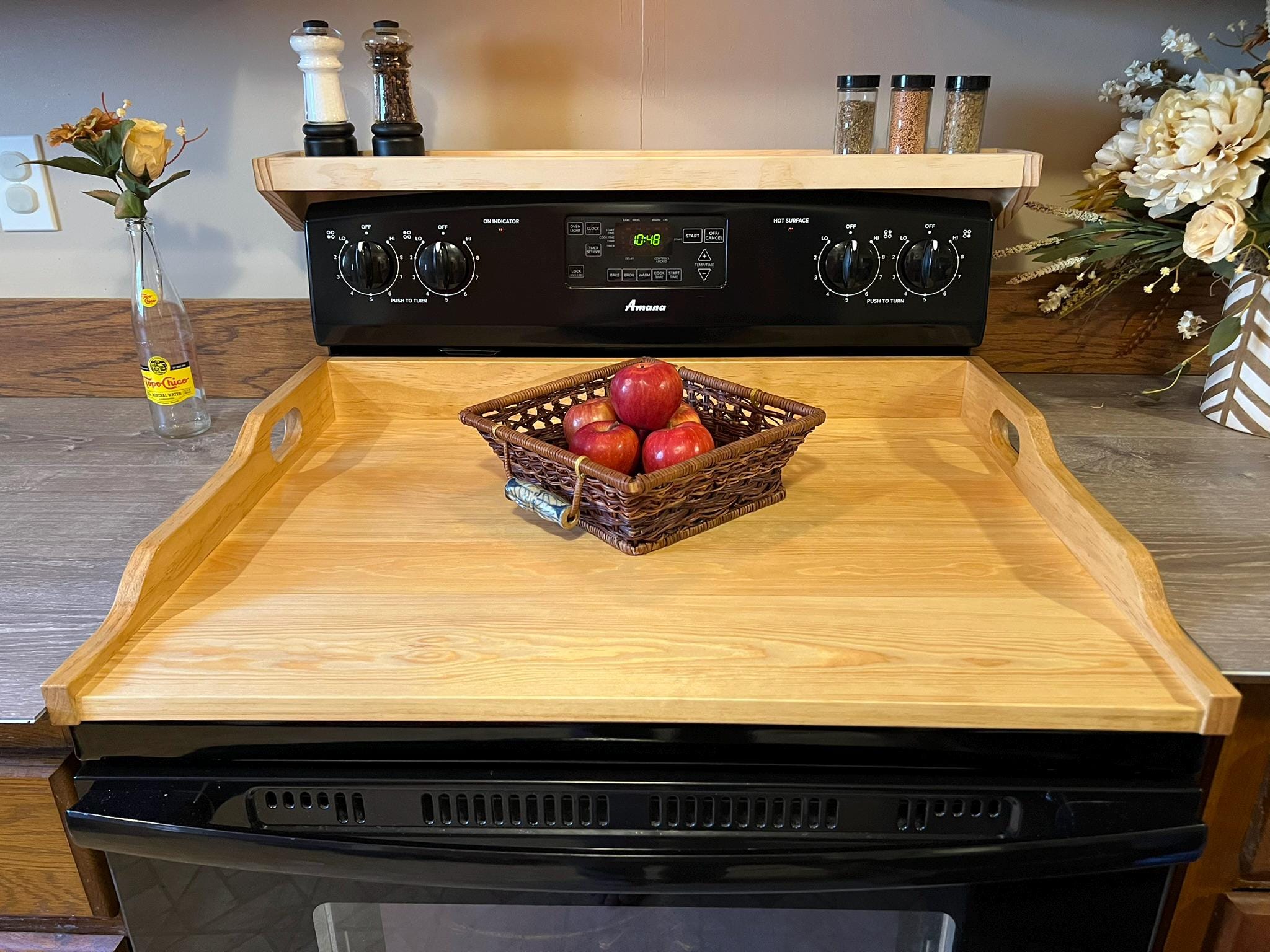 Spice Rack Wooden Stove Top Spice Rack Kitchen Storage Spice Organizer ...