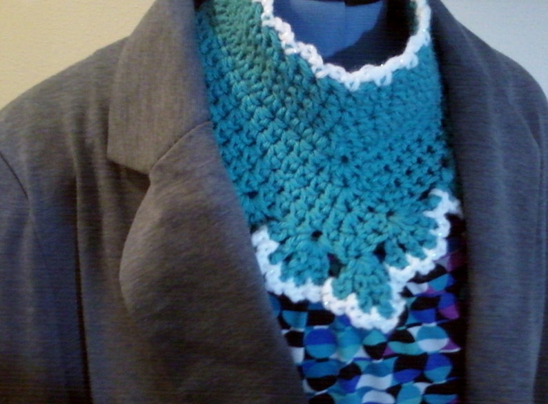 Aqua Crocheted cowl Collar - Etsy