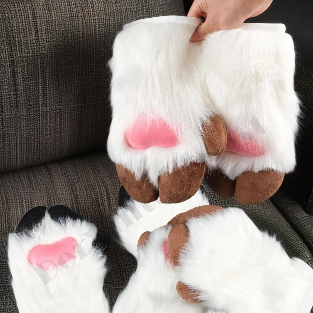 Furry Fluffy Mutton Hoof Paws With, Soft Plus Fursuit 2-finger Gloves ...