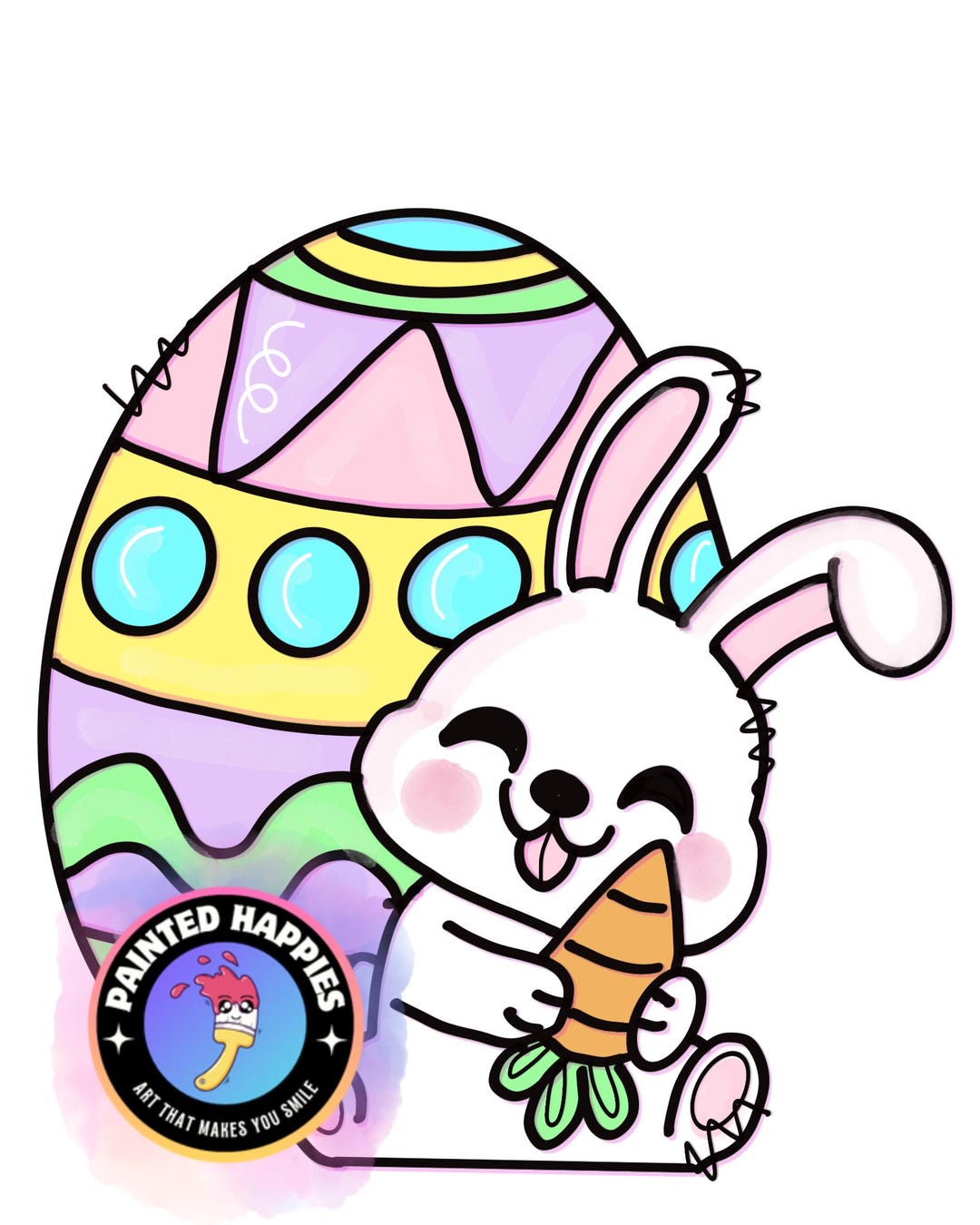 Easter Egg and Bunny Template | Hand Drawn | Print and Cut | Door ...