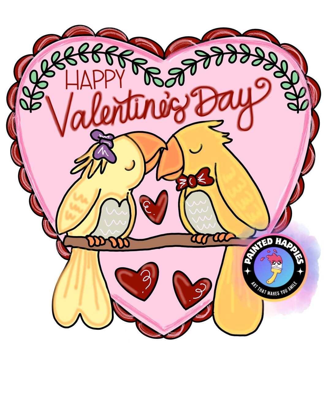 Cute Little Love Birds on Heart Template | Hand Drawn | DIY Pattern ...