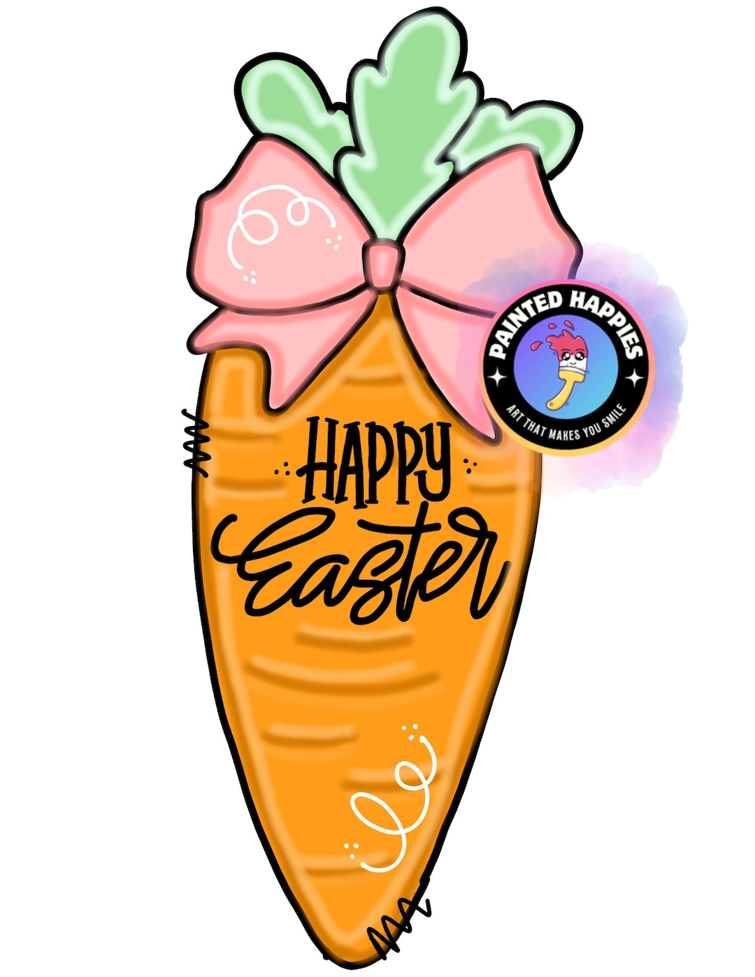 Carrot Happy Easter Door Hanger Template | Print and Cut (PDF, PNG ...