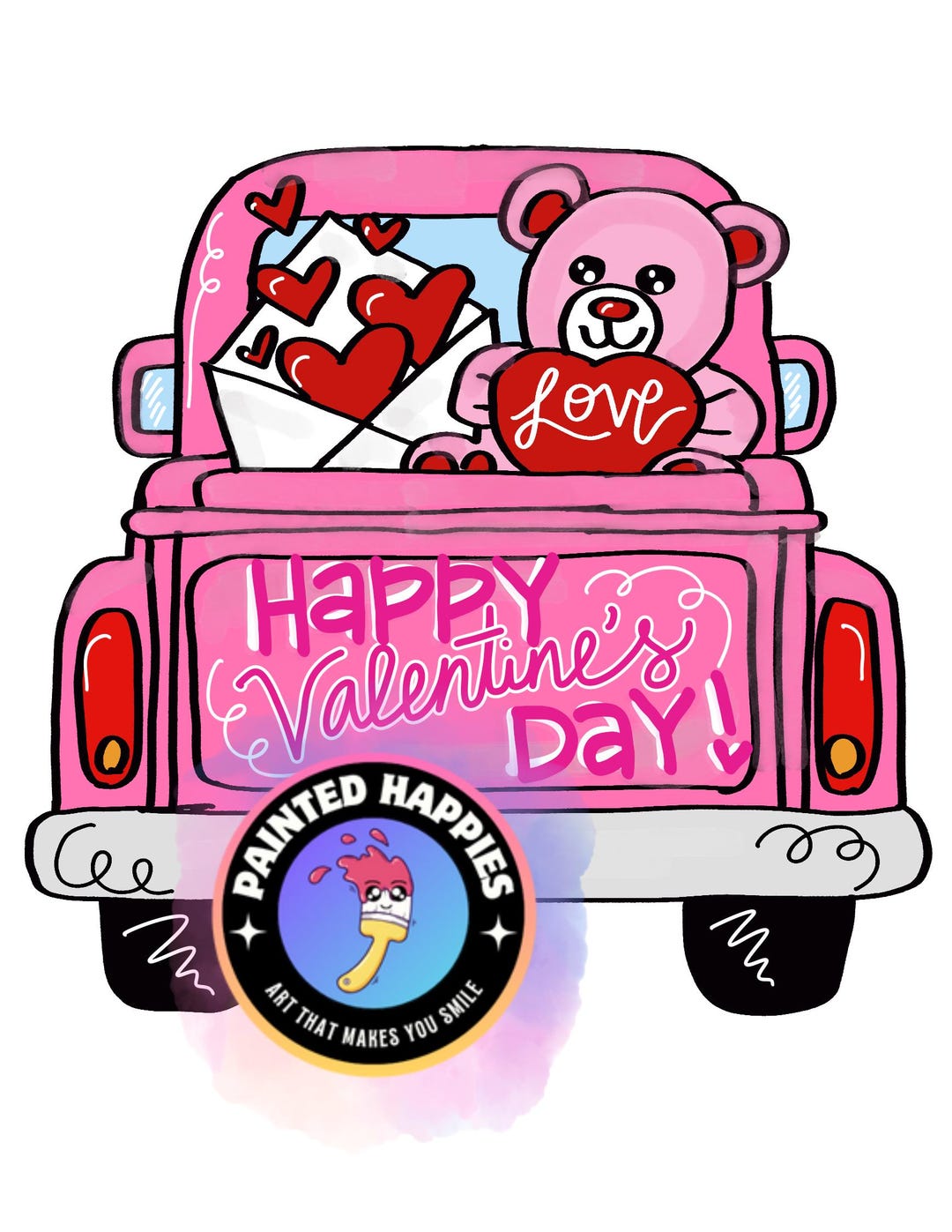Valentine Teddy Bear Truck Template | Hand Drawn | Print and Cut | Door ...
