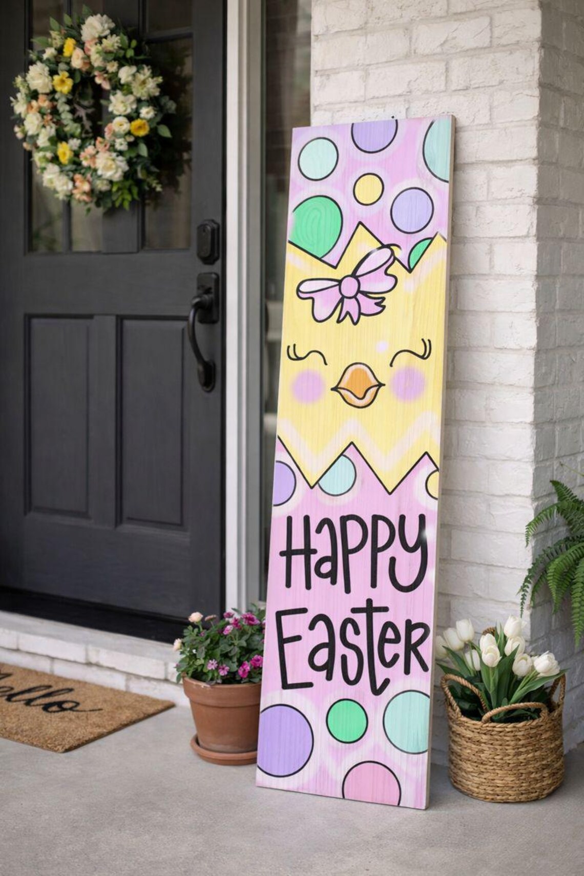 Easter Chick Decorated Porch Leaner Template | DIY Wood Sign | Print ...
