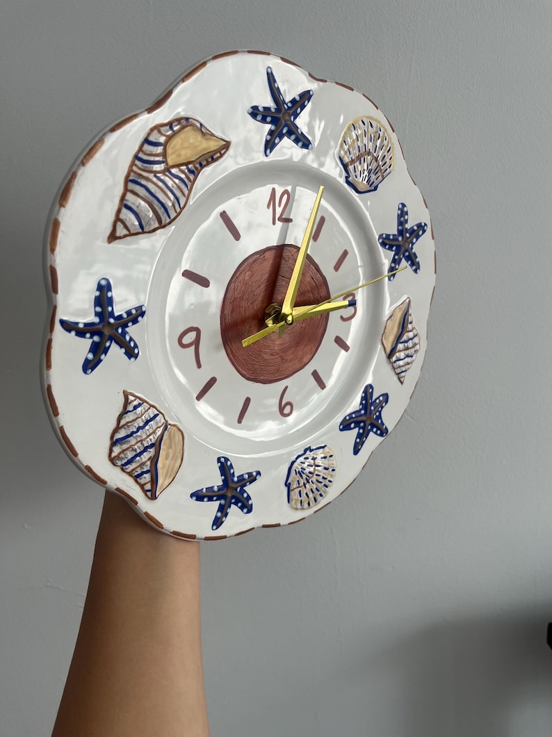 Marine Style Ceramic Clock "marine Life", 10.5 Inch Ceramic Plate Clock ...