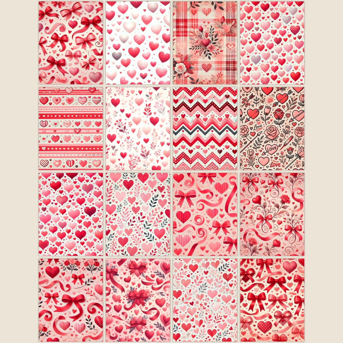 Valentine Journal Pages, Valentine Digital Papers, Digital Papers ...