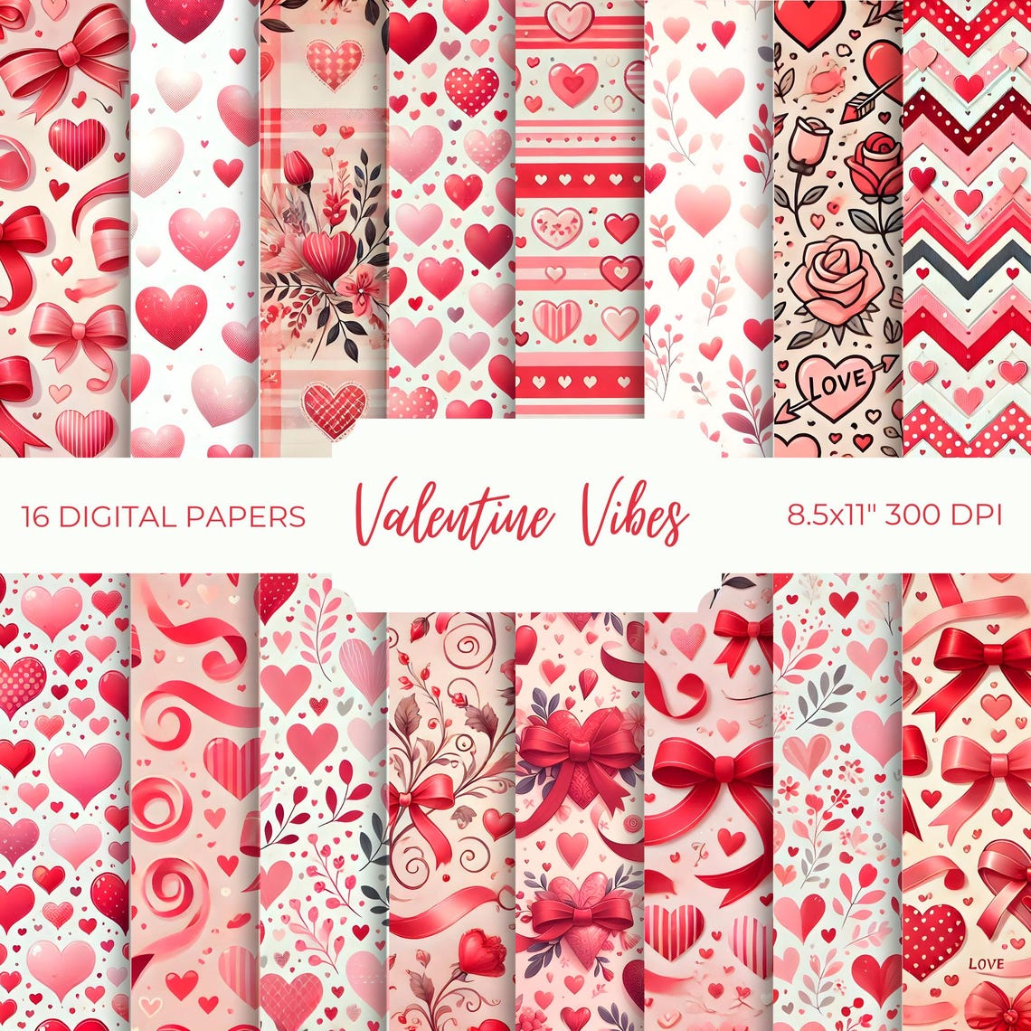 Valentine Journal Pages, Valentine Digital Papers, Digital Papers ...