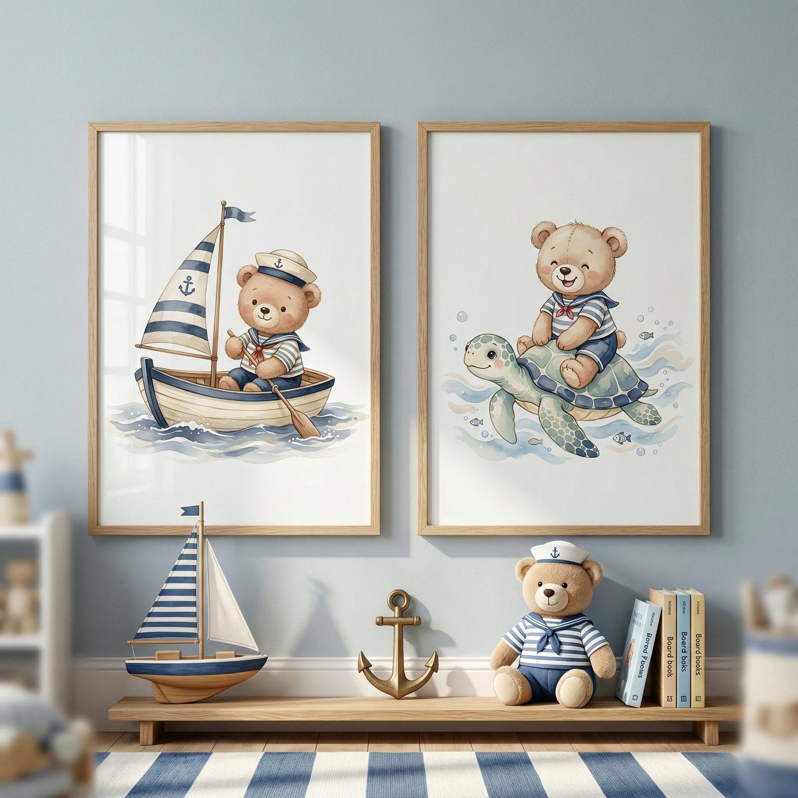 Sailor Teddy Bear Clipart – Blue Nautical Baby PNG Bundle - Etsy