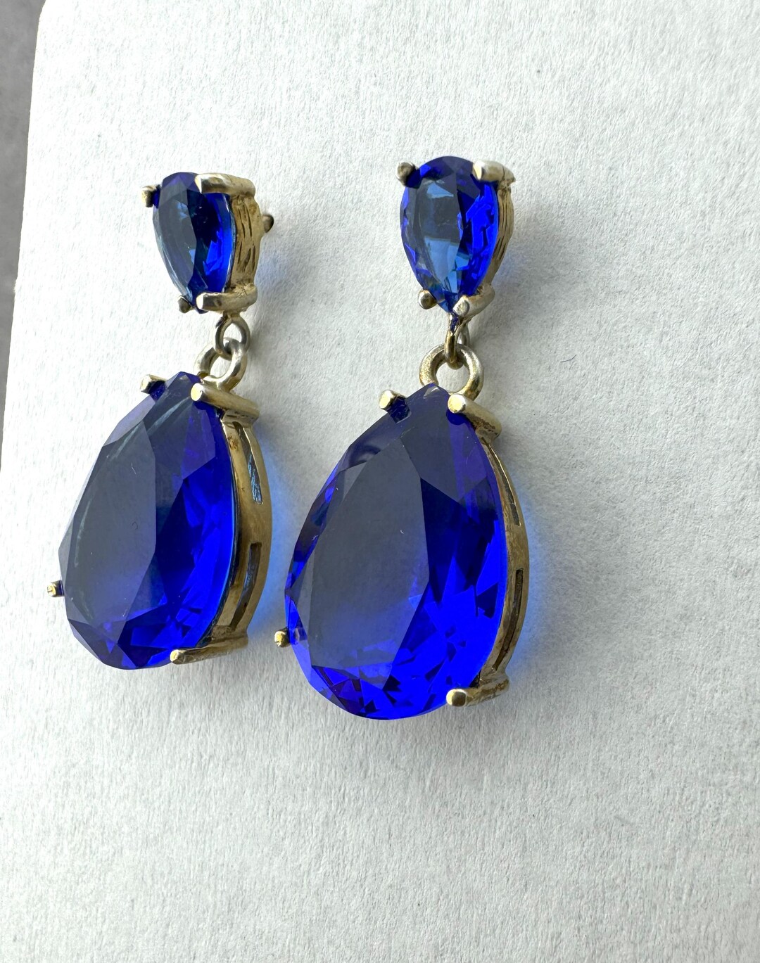 Blue Sterling Silver Earrings, 925 Sterling Silver, Blue Rhinestone ...