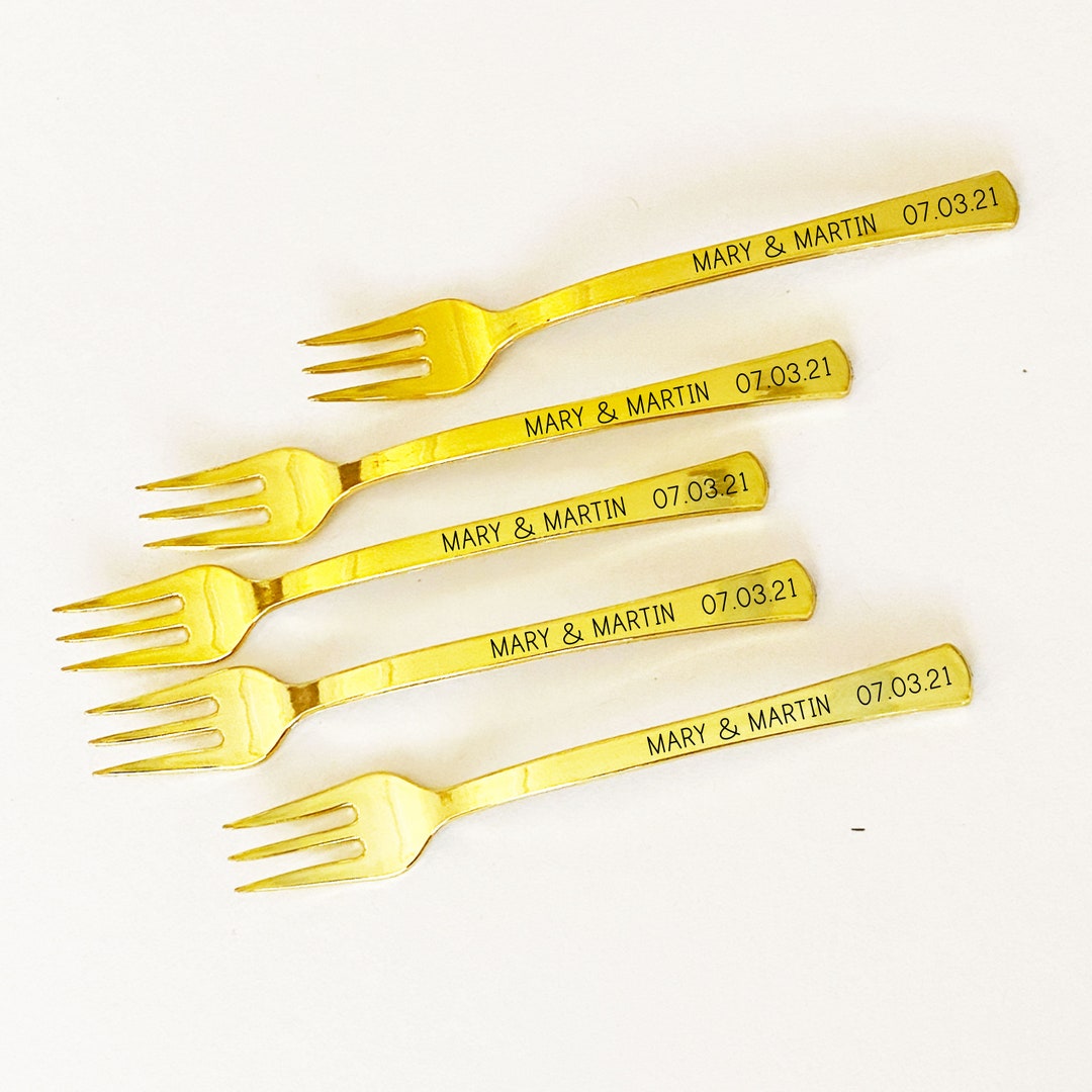 TINY Gold or Silver Forks Custom Printed - Mini Tasting Forks! Choose ...