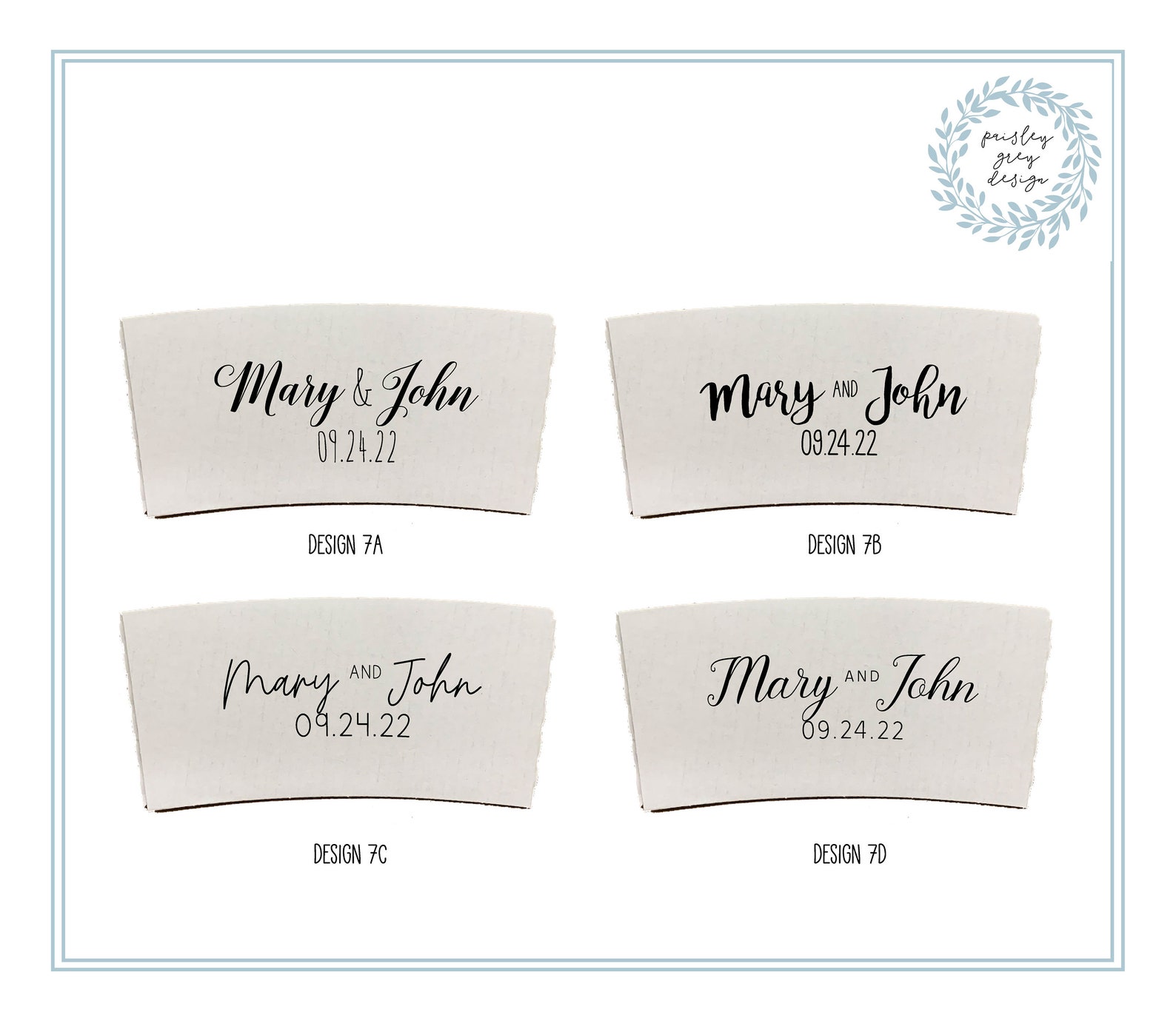 Personalized Printed White Coffee Sleeves, 12 Oz. Brown Cups & Black ...