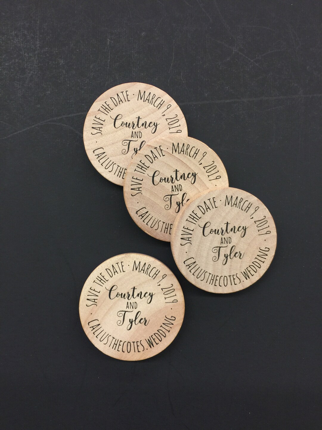 Custom Drink Coins Natural Wood Personalized Printed Wooden Save the ...