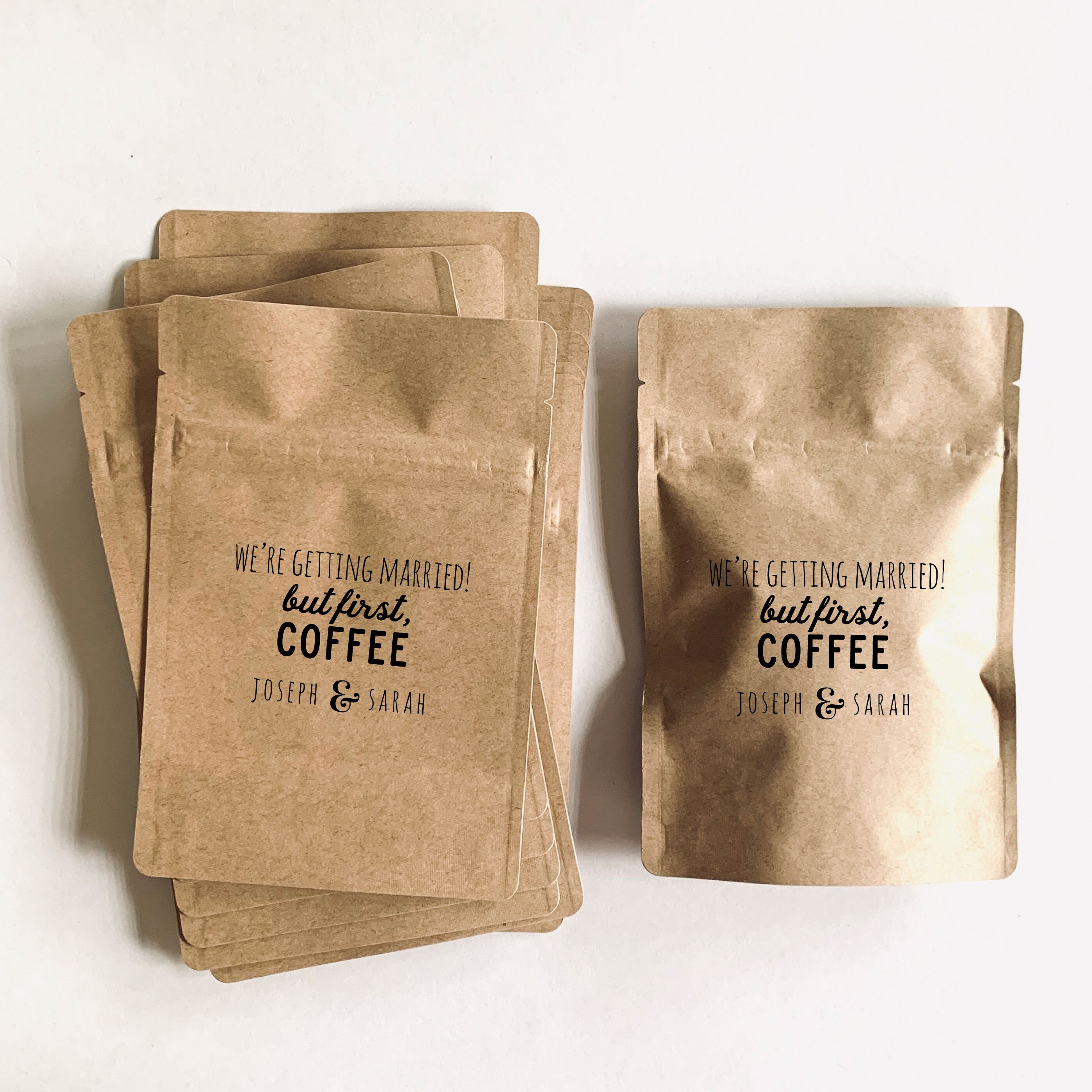 Natural Kraft Lined Coffee Favor Pouches - Two Sides Print - CUSTOM ...