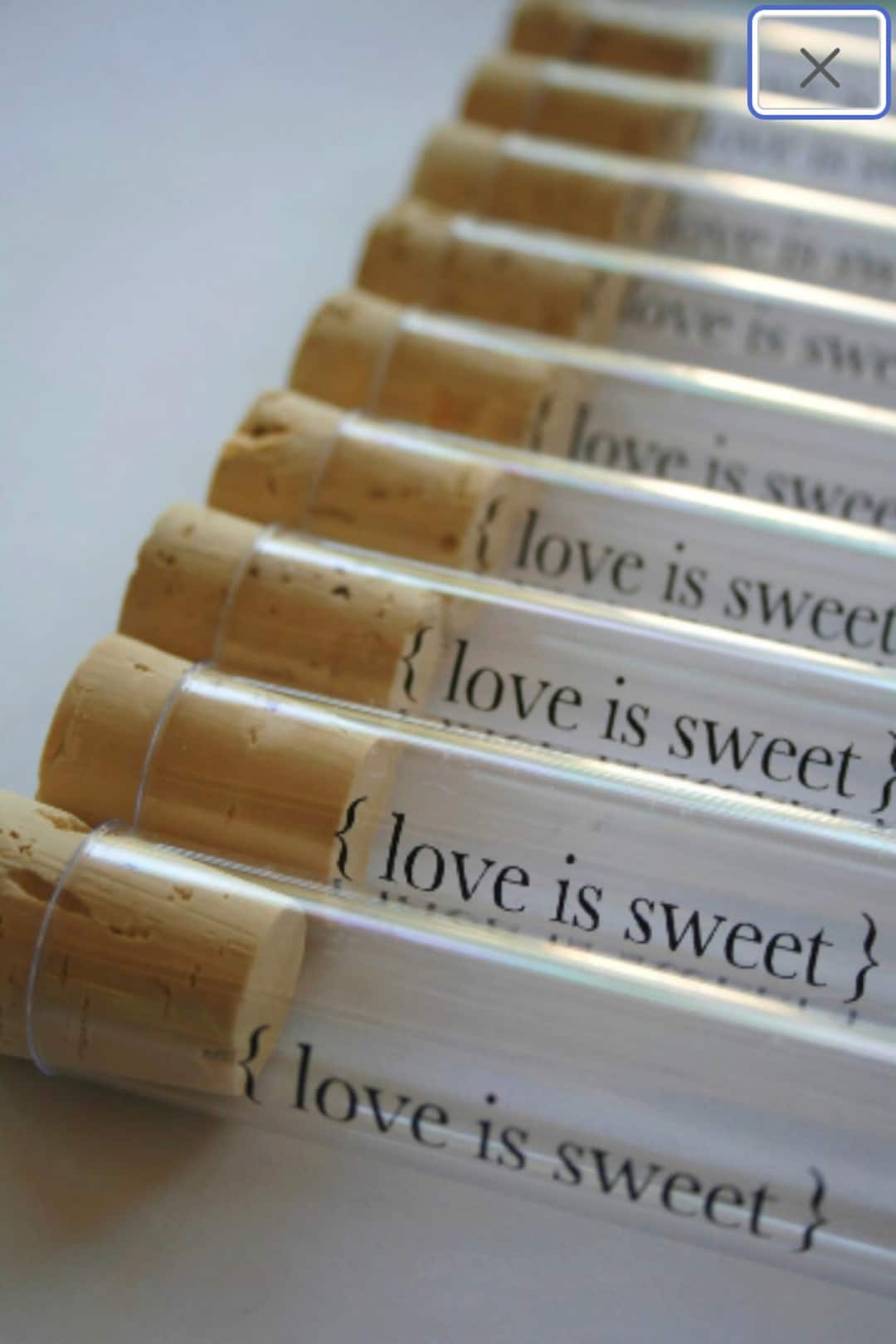 Printed Clear Tubes and Corks - Love is Sweet or Your Custom Phrase ...