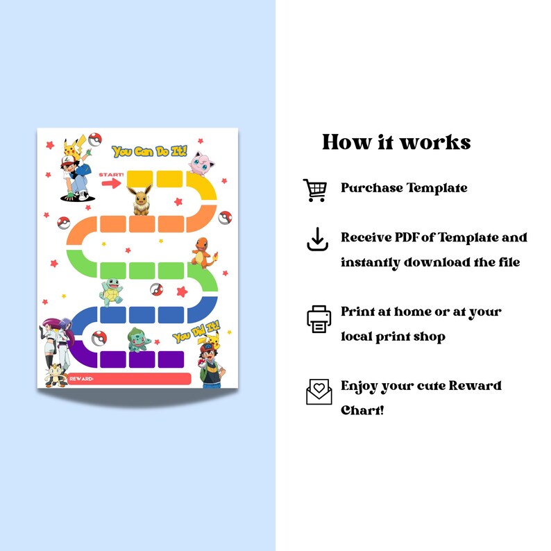 Pokemon Reward Chart: Potty Training or Chore Sticker Sheet for Kids ...