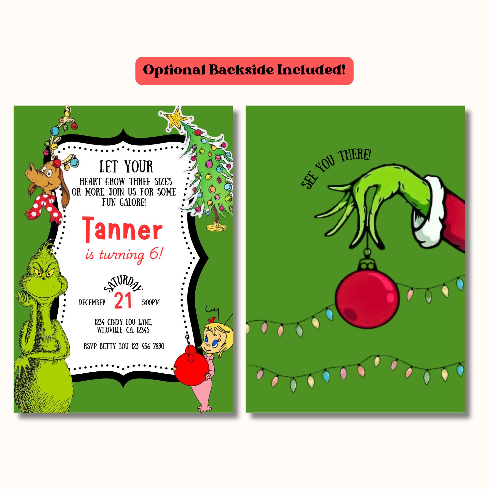 Grinchmas Birthday Invitation: Whoville Holiday Party, 5x7 (digital ...